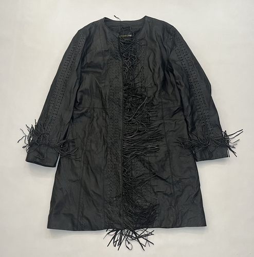 Metro Style Black Womens Coat Mid-Length Coat Leather Black Sz M | eBay