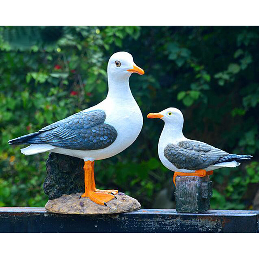 Resin Seagull Statue Garden Ornament Creative Nautical Themed Room ...