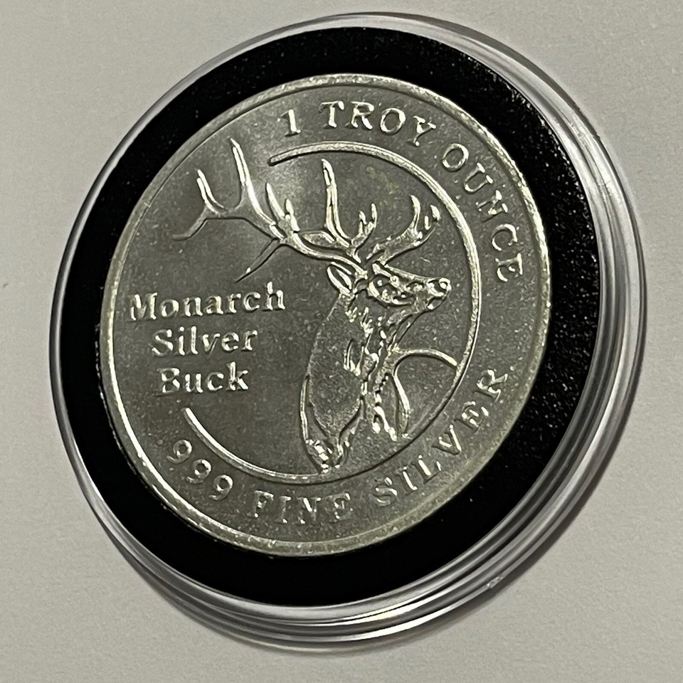 Monarch Silver Buck Collector Coin 1 Troy Oz .999 Fine Silver Medal ...