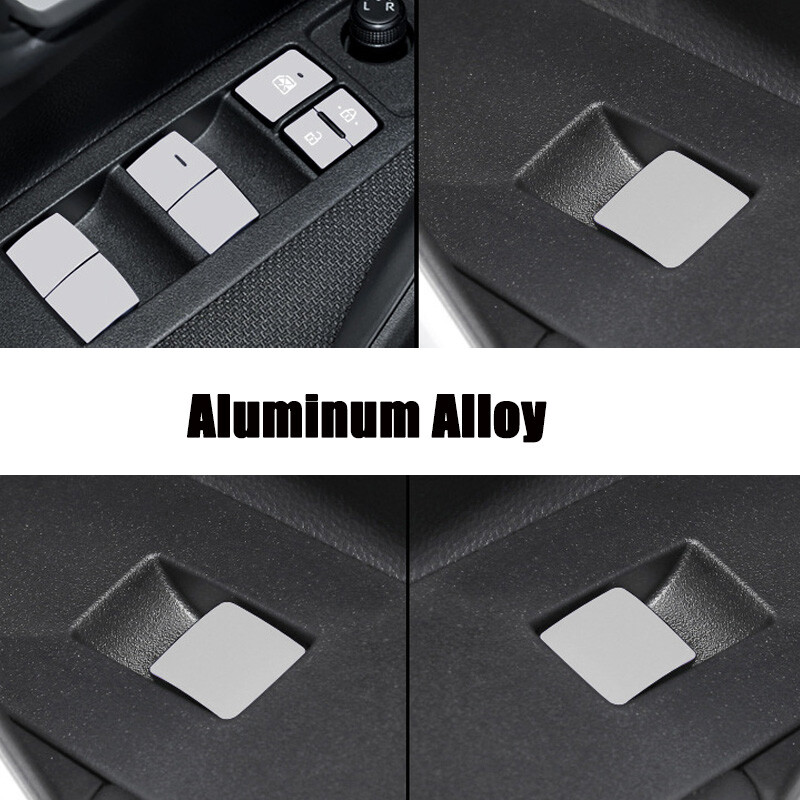 Silver Aluminum Car Window Lift Switch Button Cover Trim For Toyota ...