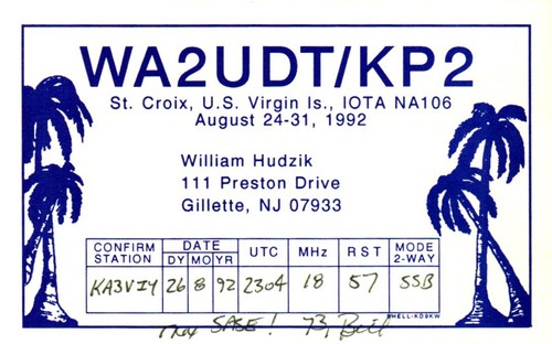 St. Croix US Virgin Islands WA2UDT/KP2 QSL Radio Postcard | eBay