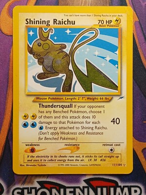 Shining Raichu - 111/105 - Neo Destiny - Secret Rare Holo - Vintage ...