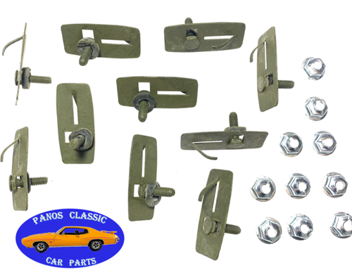 NOS Fender Door Quarter Side Belt Molding Trim Clips & Lock Nuts GM ...