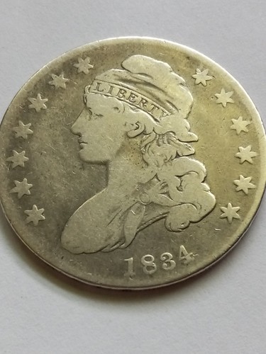 1834 Capped Bust Half Dollar 50c Small Date Stars Letters Variety Full ...