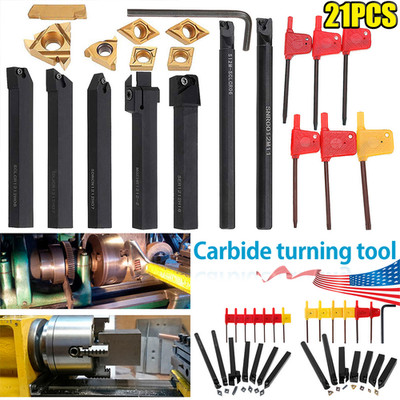 21PCS 1/2" 12mm Shank Indexable Carbide Lathe Turning Insert Tool ...
