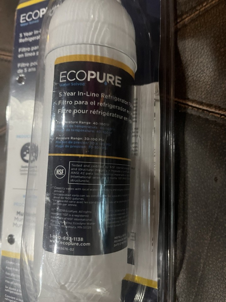 EcoPure EPINL30 5 Year In-Line Refrigerator Water Filter System – New ...