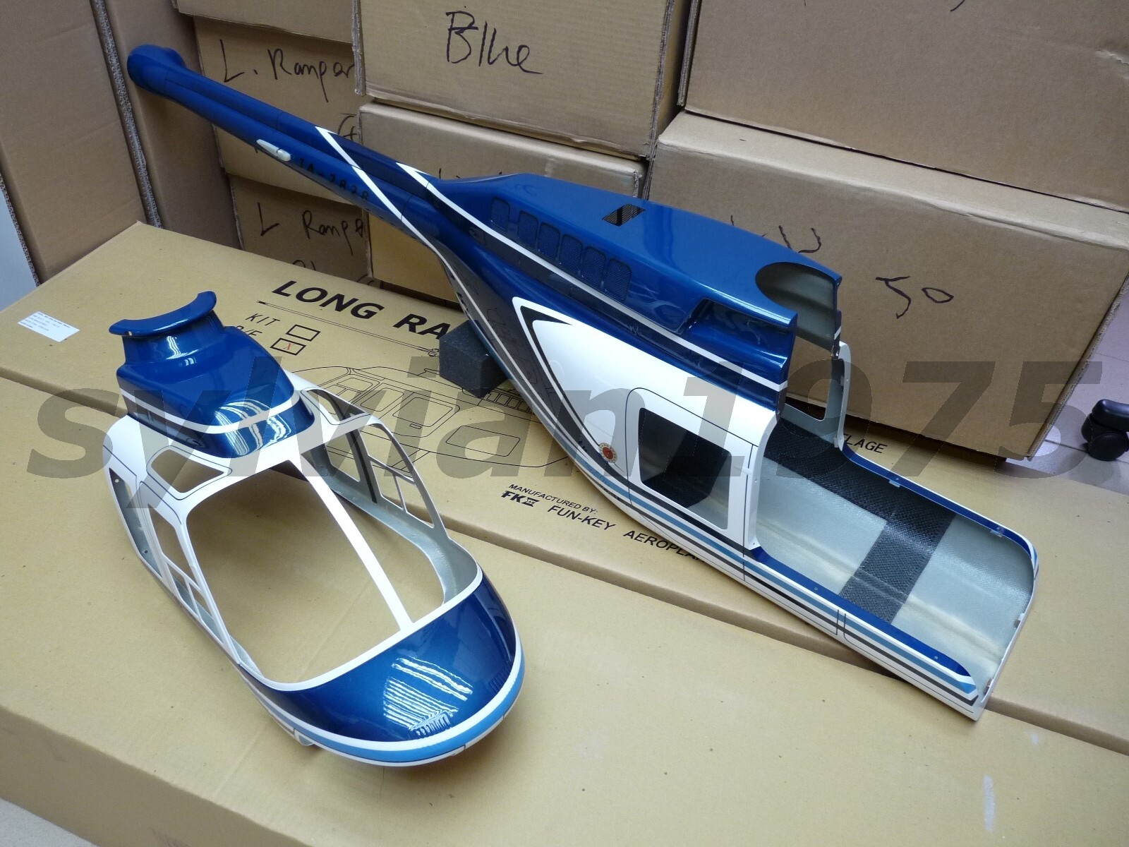Funkey LONG Ranger ( .46-.50 ) 600 size Scale Helicopter Fuselage BLUE ...