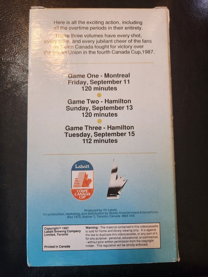 PRE OWNED VINTAGE LABATT CANADA CUP 1987 VHS | eBay