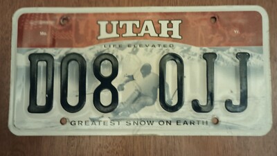 Utah License Plate DO8 0JJ | eBay