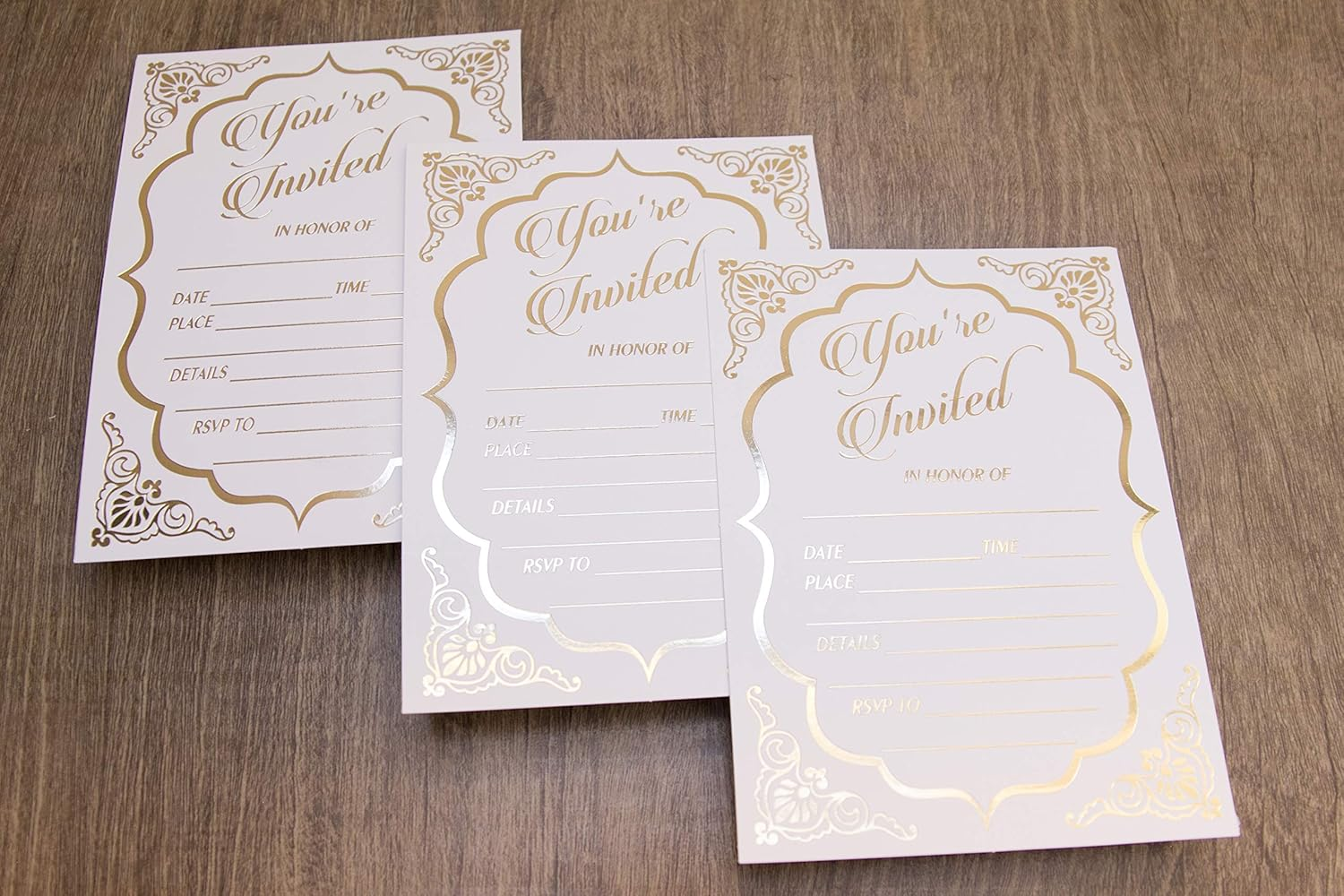 Wedding Fill in Invitations Gold Foil - 20 Pack - Wedding Invitation ...