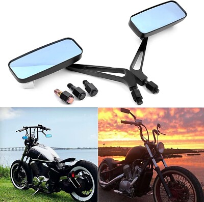 BLACK 8/10mm MOTORCYCLE MIRRORS For CHOPPER CRUISER BOBBER CAFE RACER ...