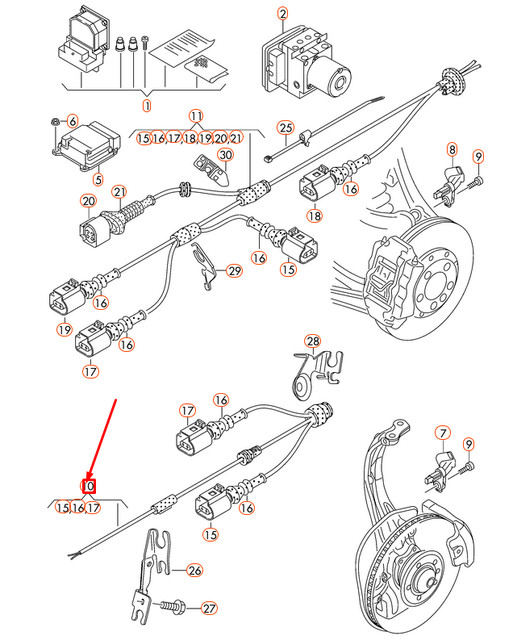 Audi 4G0972251E Genuine OEM ABS Sensor Wire for sale online | eBay