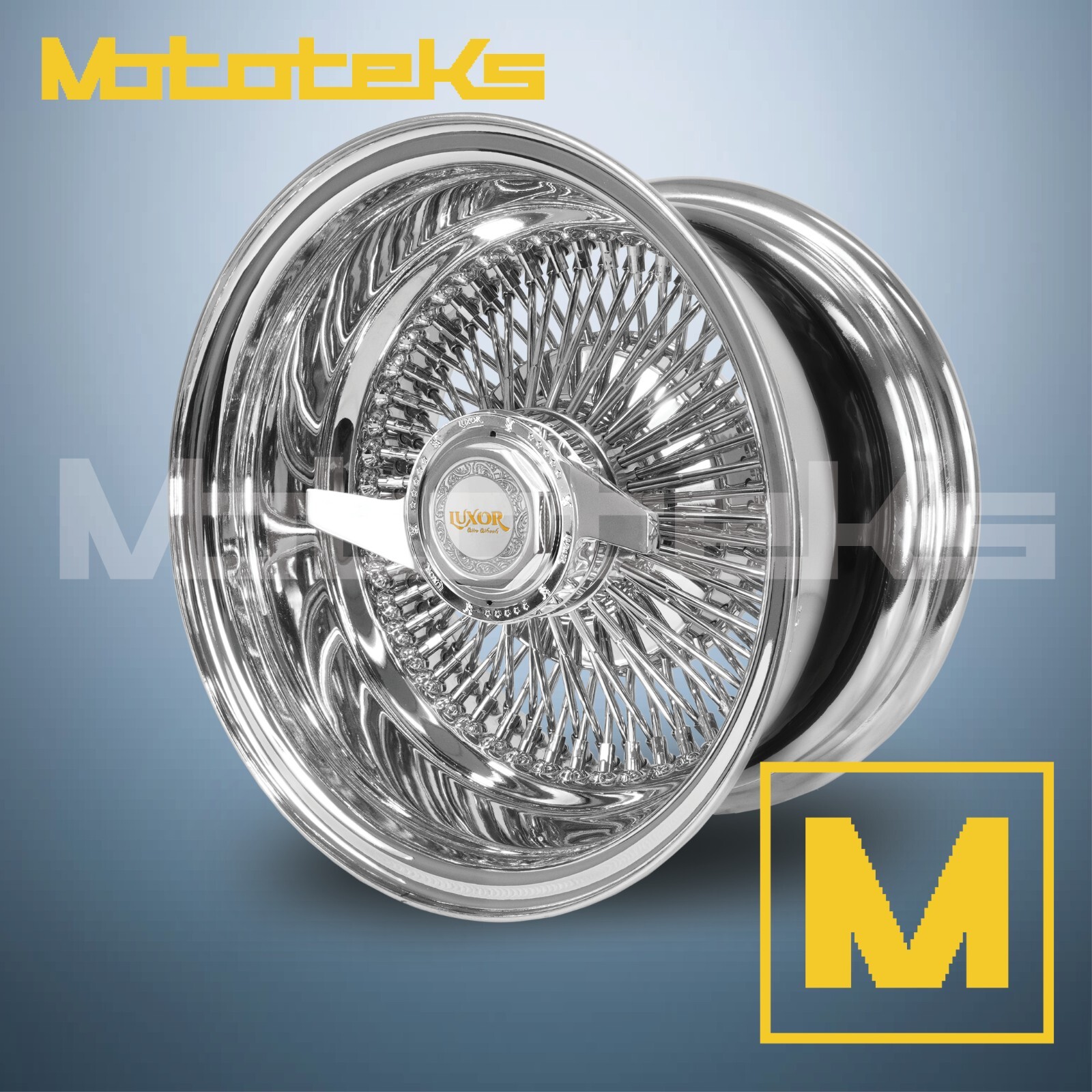 15X8 LUXOR WIRE WHEELS 100 STRAIGHT REV RIM CHROME SINGLE 1 PIECE WHEEL ...