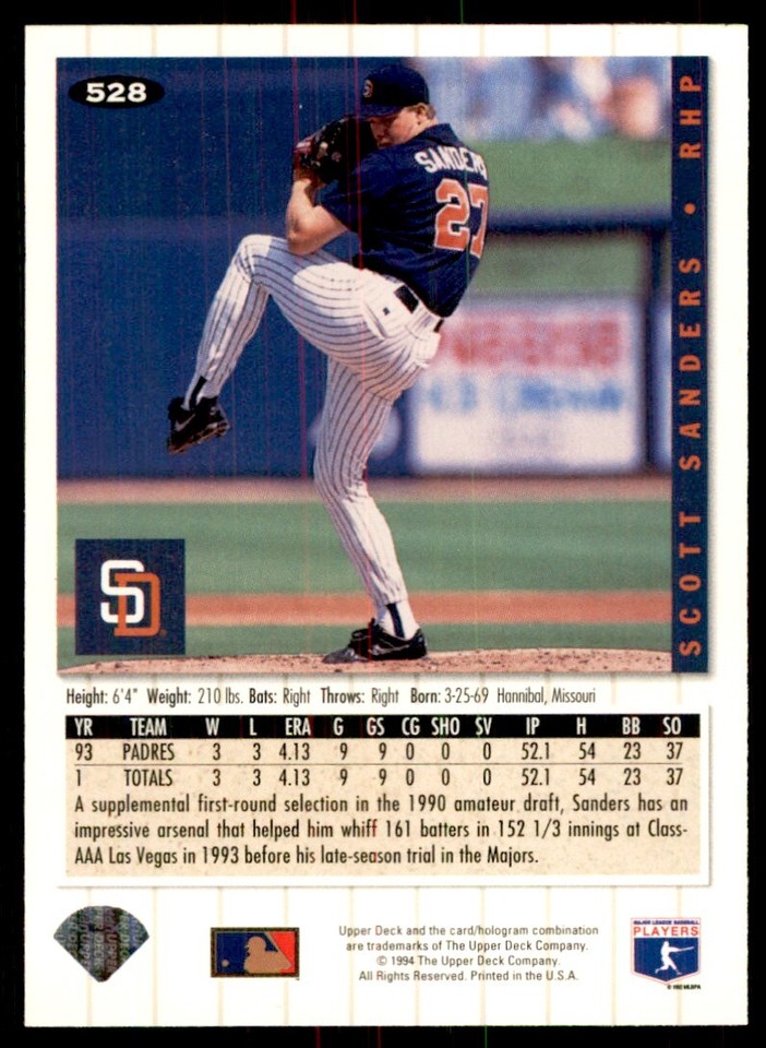 1994 Upper Deck Scott Sanders Baseball Cards #528 | eBay