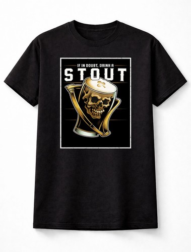 Stout T Shirt Irish Stout Skull Beer Pub Unisex Black Graphic Tee | eBay UK