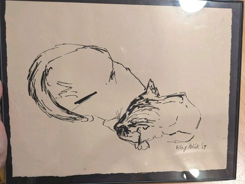 Esther Rolick 1959 Sketch Of A Sleeping Cat | eBay