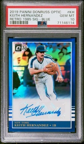 2019 Donruss Optic Keith Hernandez Blue Retro /10 1985 AUTO PSA 10 GEM ...