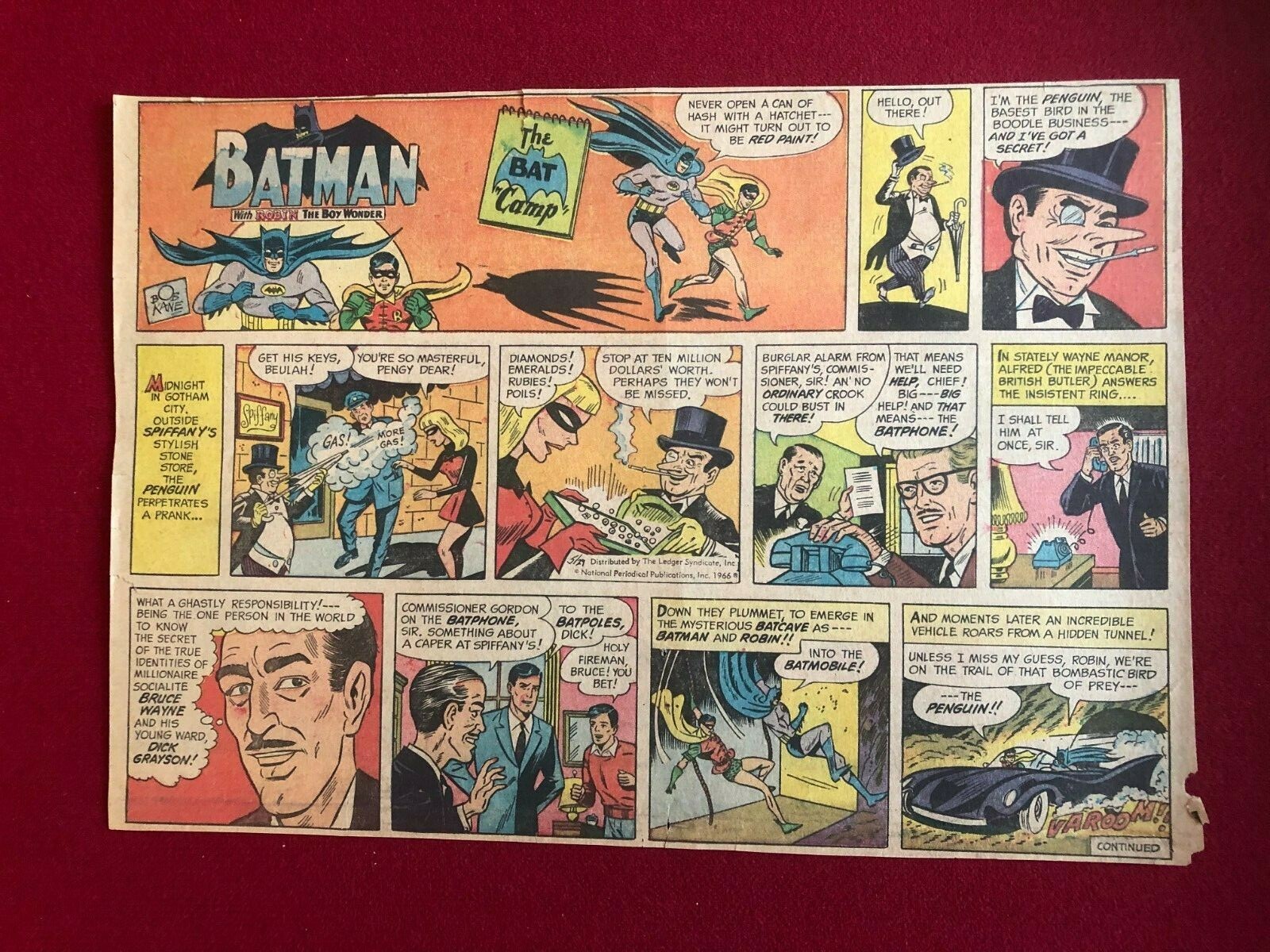 1966, BATMAN, Sunday Comic Strip (Scarce / Vintage) Bob Kane | eBay