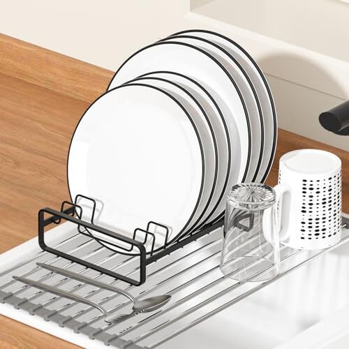 2 Pack Plate Holders Organizers 8 Slots Upright Cabinet Dish Drying ...