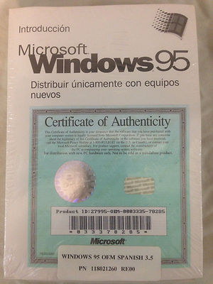 New Spanish Microsoft Windows 95 Full Operating System 3.5" Diskettes ...