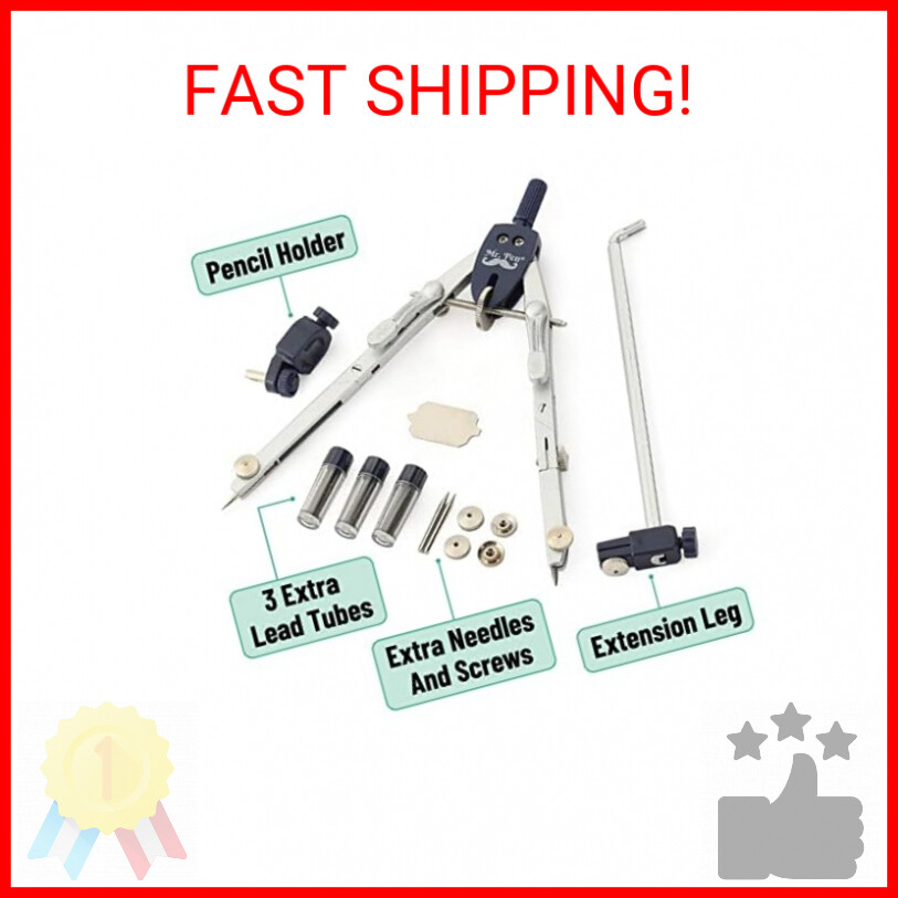Mr. Pen- Professional Metal Compass with Wheel and Lock for Geometry ...