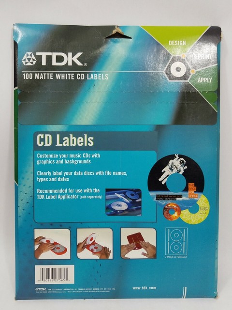 200 Matte White CD Labels - TDK Label Applicator Compatible/applicator ...