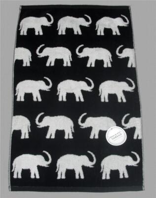Common Thread Plush Raised White Terry ELEPHANTS Black Velour Hand ...