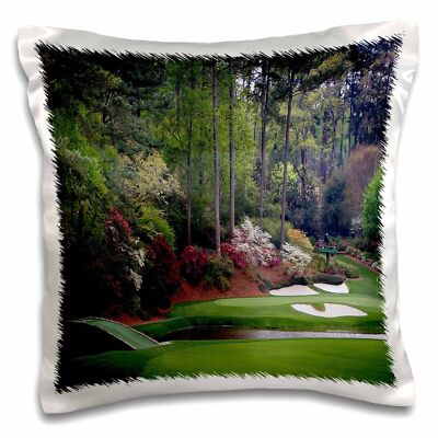 3dRose Augustas Amen Corner Golf Course - Golfers on Bridge 16x16 inch ...