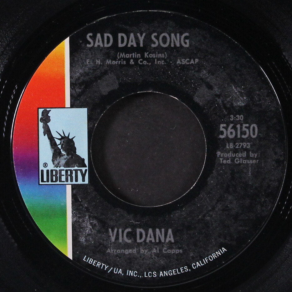 VIC DANA: if i never knew your name / sad day song LIBERTY 7" Single 45 ...