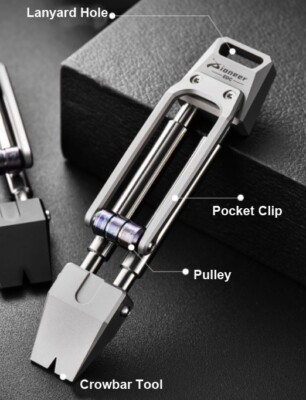 NewTC4 Titanium Alloy Pocket Multitool Crowbar Portable Outdoor EDC Pry ...