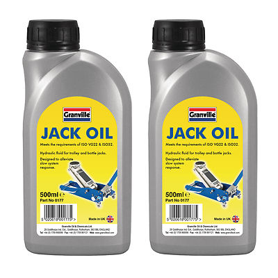 2 x Granville Jack Oil Hydraulic Fluid Trolley Bottle Compression Fluid ...