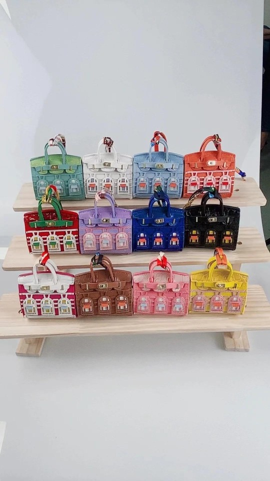 Mini Leather Handbag Keychain Coin Purse Car Bag Charm for Airpodds ...