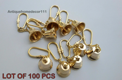 Bulk Lot of 100 Brass Bell Keychains – Nautical Handmade Key Rings for ...