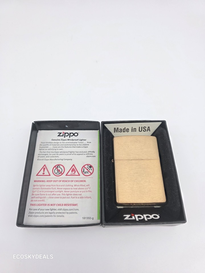 Zippo Armor Brushed Brass Windproof Lighter Genuine Heavy Wall Made in ...