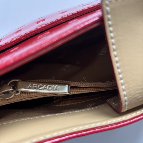 Arcadia Shoulder Bag Genuine Patent Leather Italy Made Cherry Red Purse ...