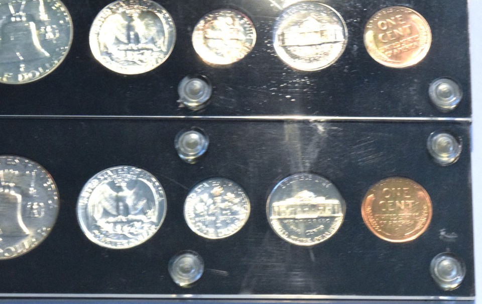 Lot (2) 1953 1954 PROOF Sets, U.S Mint 5 Coin, Franklin Silver Half ...