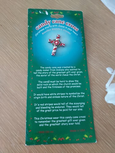 NEW Candy Cane Cross PIN Jesus Austrian Crystal USA 2006 | eBay