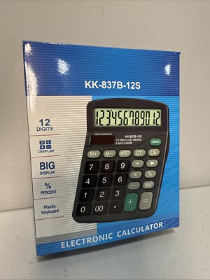 Electronic Calculator KK-837-12S 12 Digit Display Solar and Battery ...