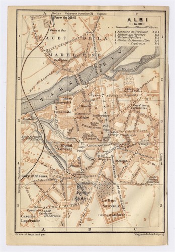 1914 ANTIQUE CITY MAP OF ALBI / MIDI-PYRENEES / FRANCE | eBay