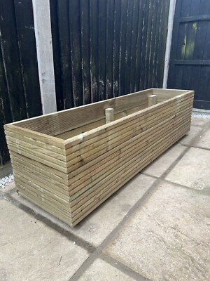 300cm x 50cm x 40cm XXL Wooden Decking Planter Timber Garden Trough ...