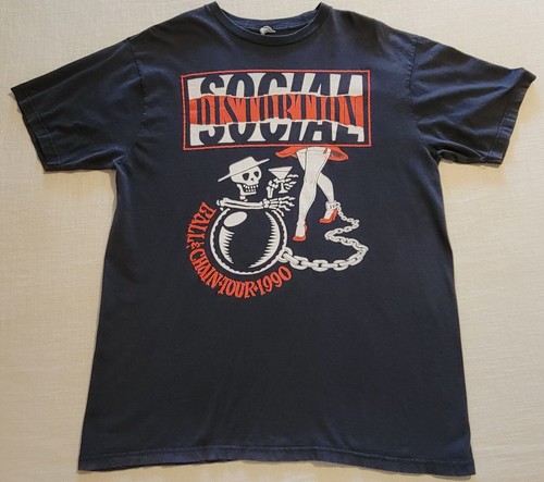 Mens XL Vintage Social Distortion '1990 Ball and Chain' Tour Black T ...