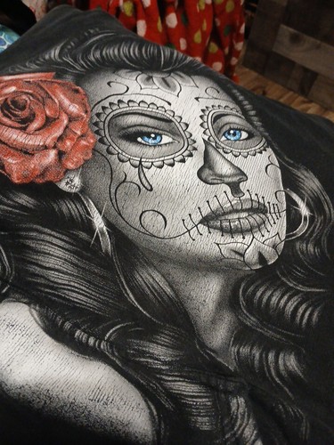 Y2K Hoodie Tribal Tats Skull Grunge Goth Jaded Female Skeleton Face Red ...