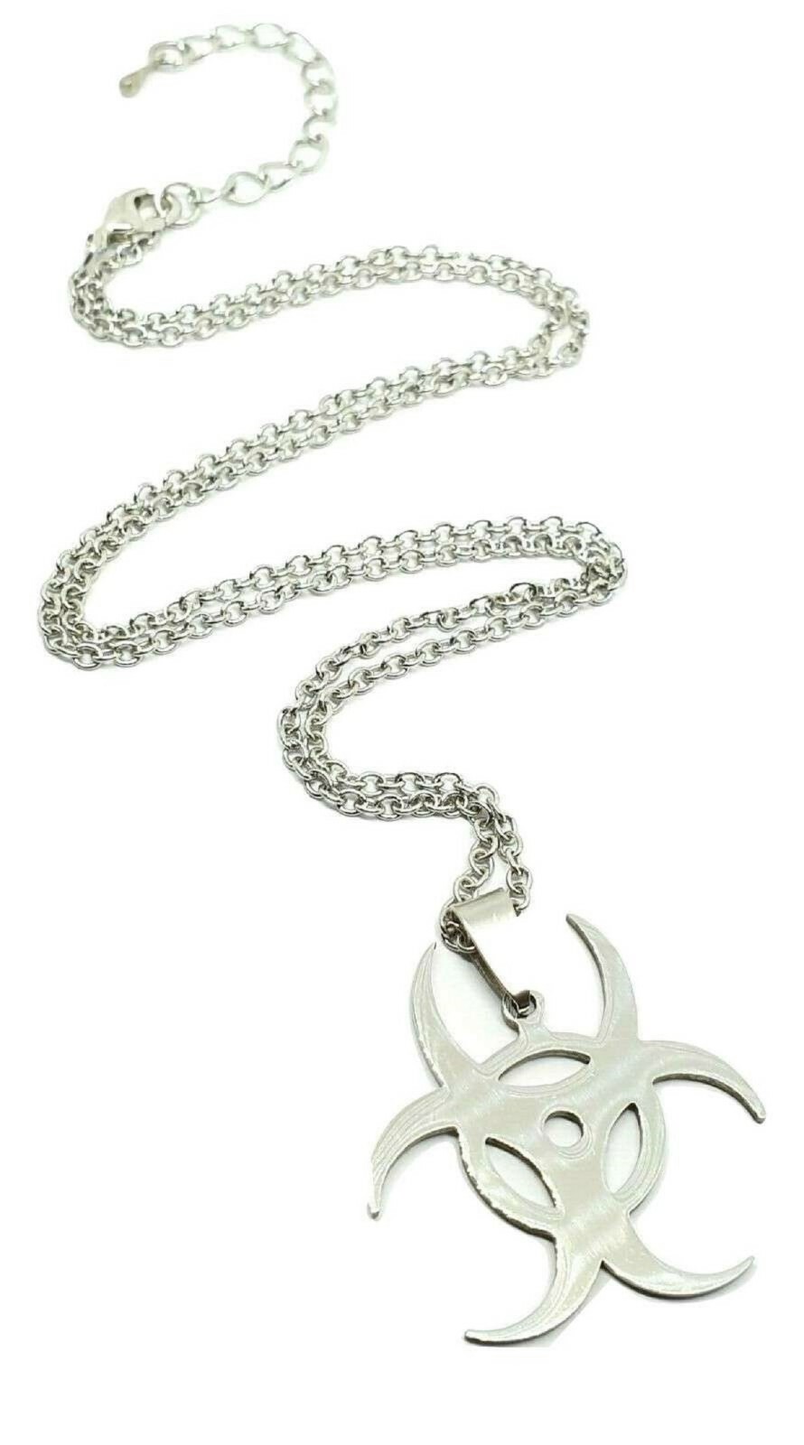 Biohazard Pendant Necklace Stainless Steel 22" Chain Symbol Anarchy ...