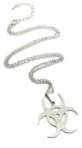 Biohazard Pendant Necklace Stainless Steel 22" Chain Symbol Anarchy ...