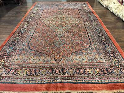 Antique Per'sian Bidjar Rug 7x15 Unique Size Herati Pattern Red Blue ...