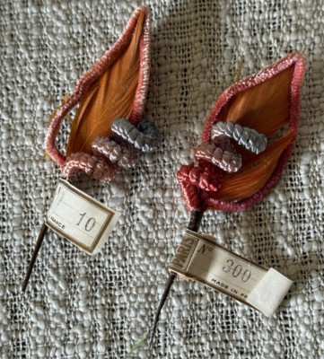 2 Antique French Millinery Hat Braid Feathers New Old Stock France ...