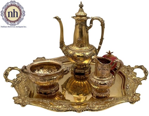 Gorham Gilt Sterling Silver 4-Piece Demitasse Coffee Set Old Masters ...