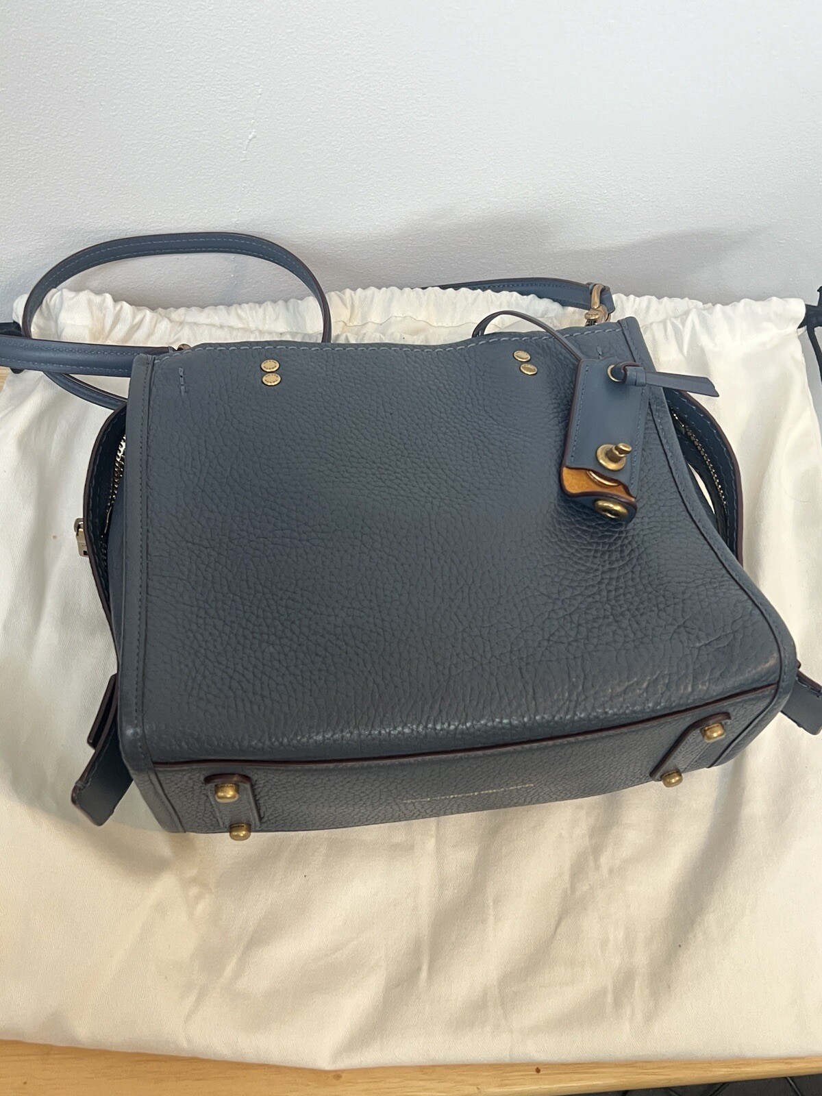 Coach Rogue 25 Denim Blue Pebble Leather Shoulder Han… - Gem