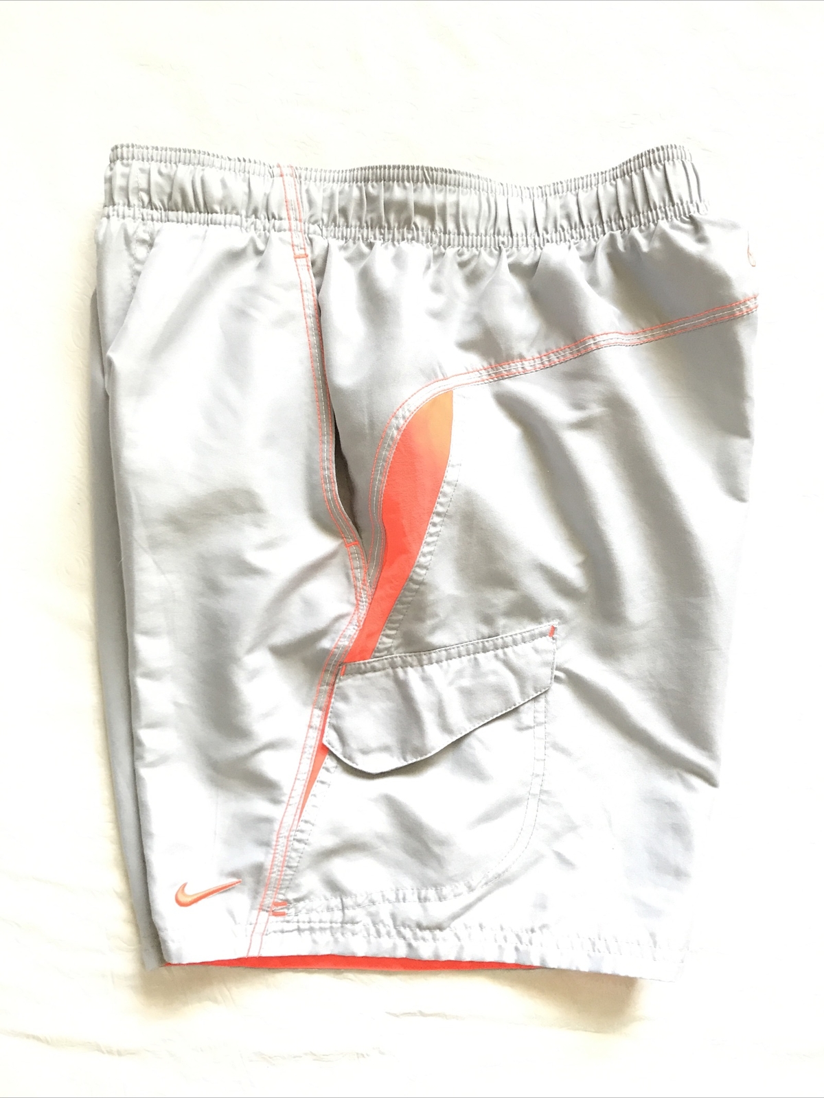 Nike Gray/Orange Swim Trunks Shorts Gray Mesh Inner Pant Men’s Size S ...