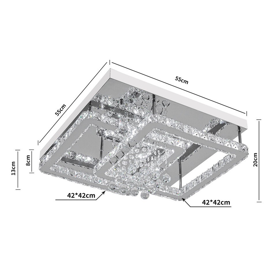 Modern Round/Square Ceiling Lights LED Crystal Pendant Living Room ...